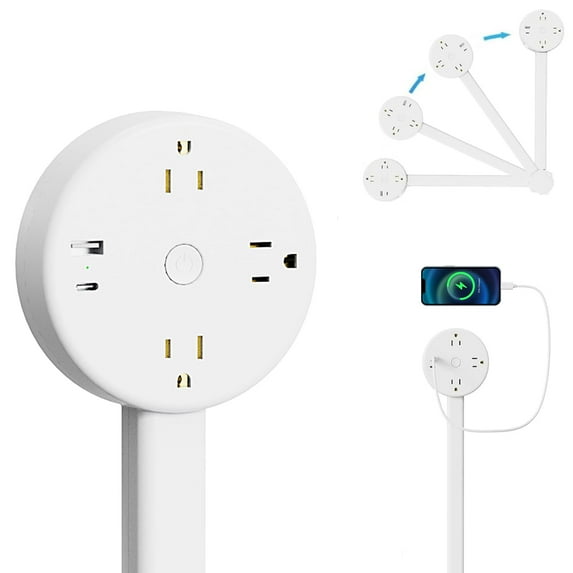 Electrical Outlet Extender,Power Socket Expander Features USB-A, USB-C ...