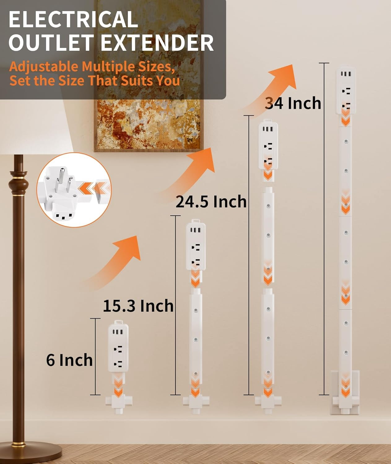 Electrical Outlet Extender Stick - 2 USB-A, 1 USB-C & 2 AC Outlets, 4 ...