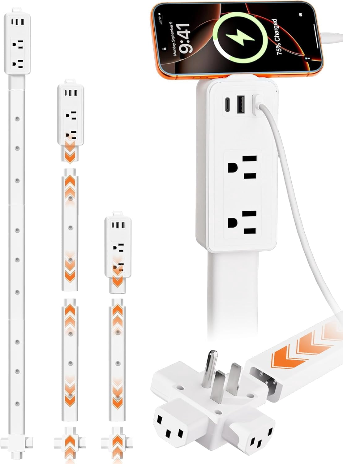 Electrical Outlet Extender Stick Features 2 USB-A, USB-C and 2 AC ...