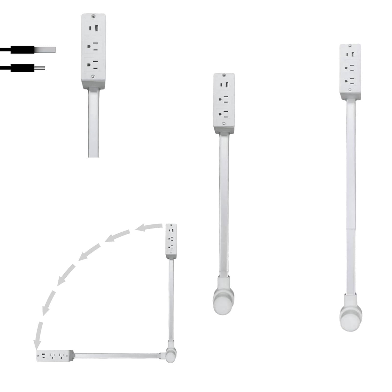 Electrical Outlet Extender Stick with 2 AC Outlets USB-C USB-A Ports ...