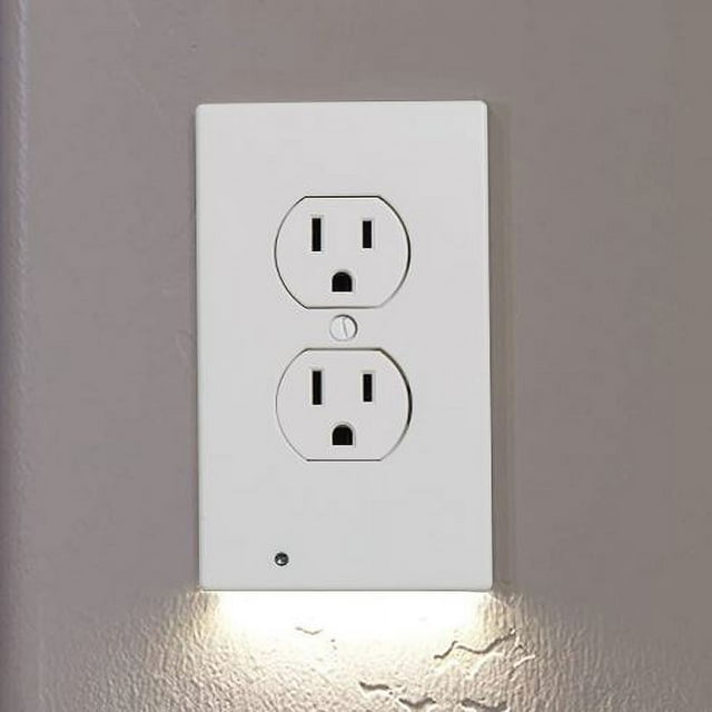 Electrical Outlet Night Lights with Built-In LED Night Lights - White ...