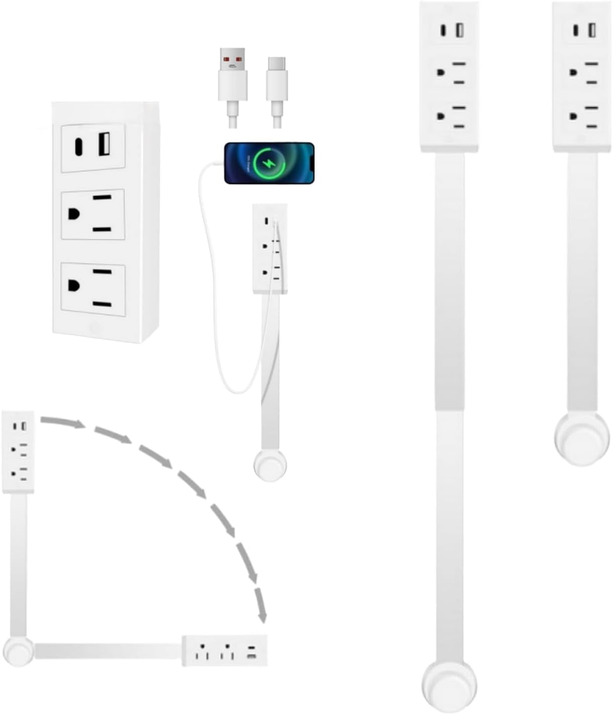 Electrical Outlet Rotating Telescopic Extender Stick,180° Swivel, Can ...