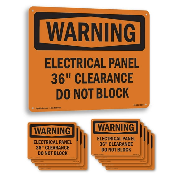 Electrical Panel 36 Clearance Do Not Block OSHA WARNING Aluminum Sign ...
