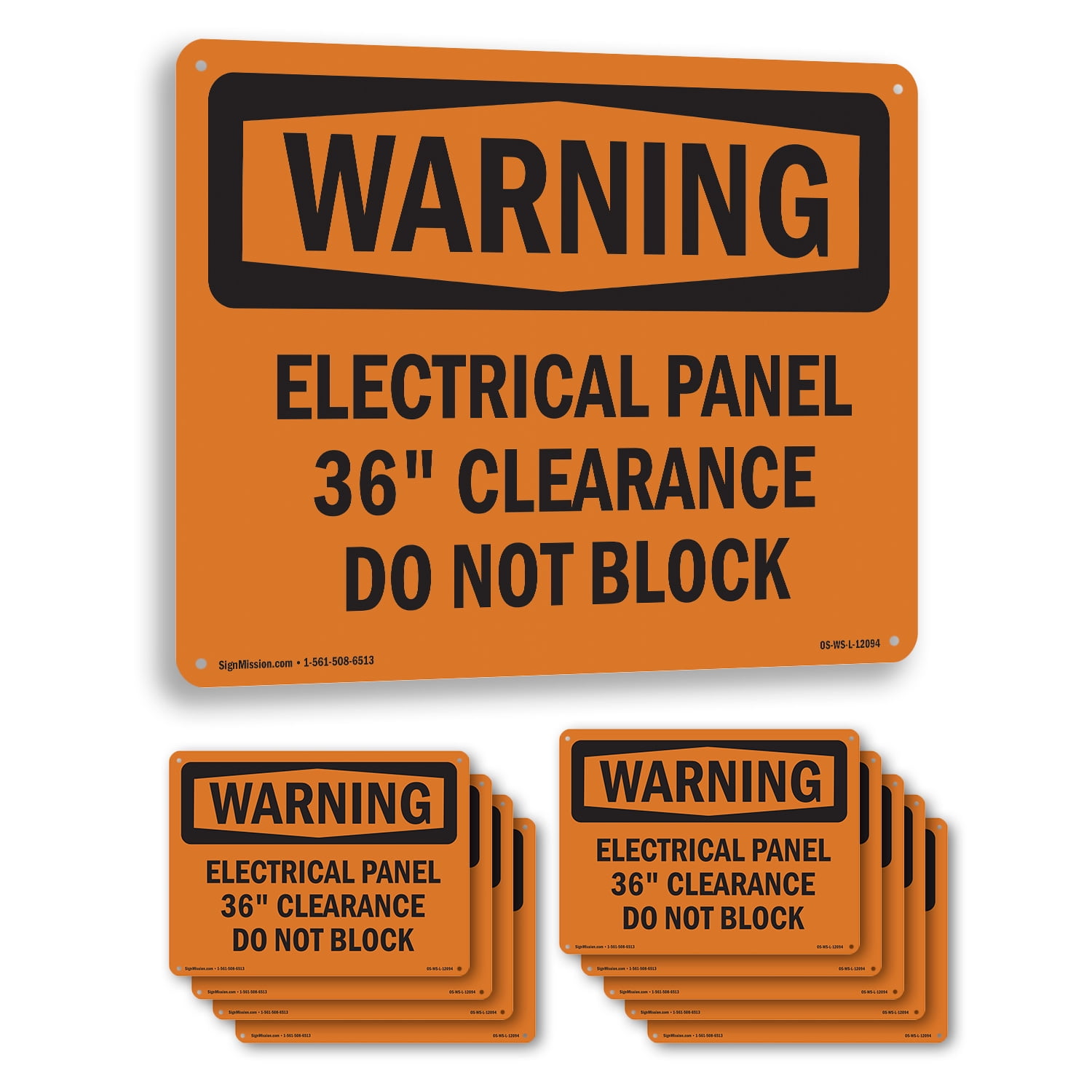 Electrical Panel 36 Clearance Do Not Block OSHA WARNING Rigid Plastic ...