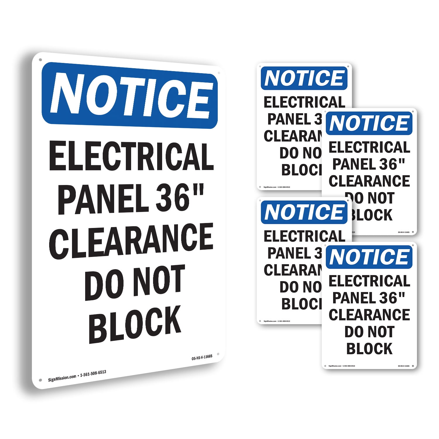 Electrical Panel 36 Clearance OSHA Notice Rigid Plastic Sign 24 Inch x ...