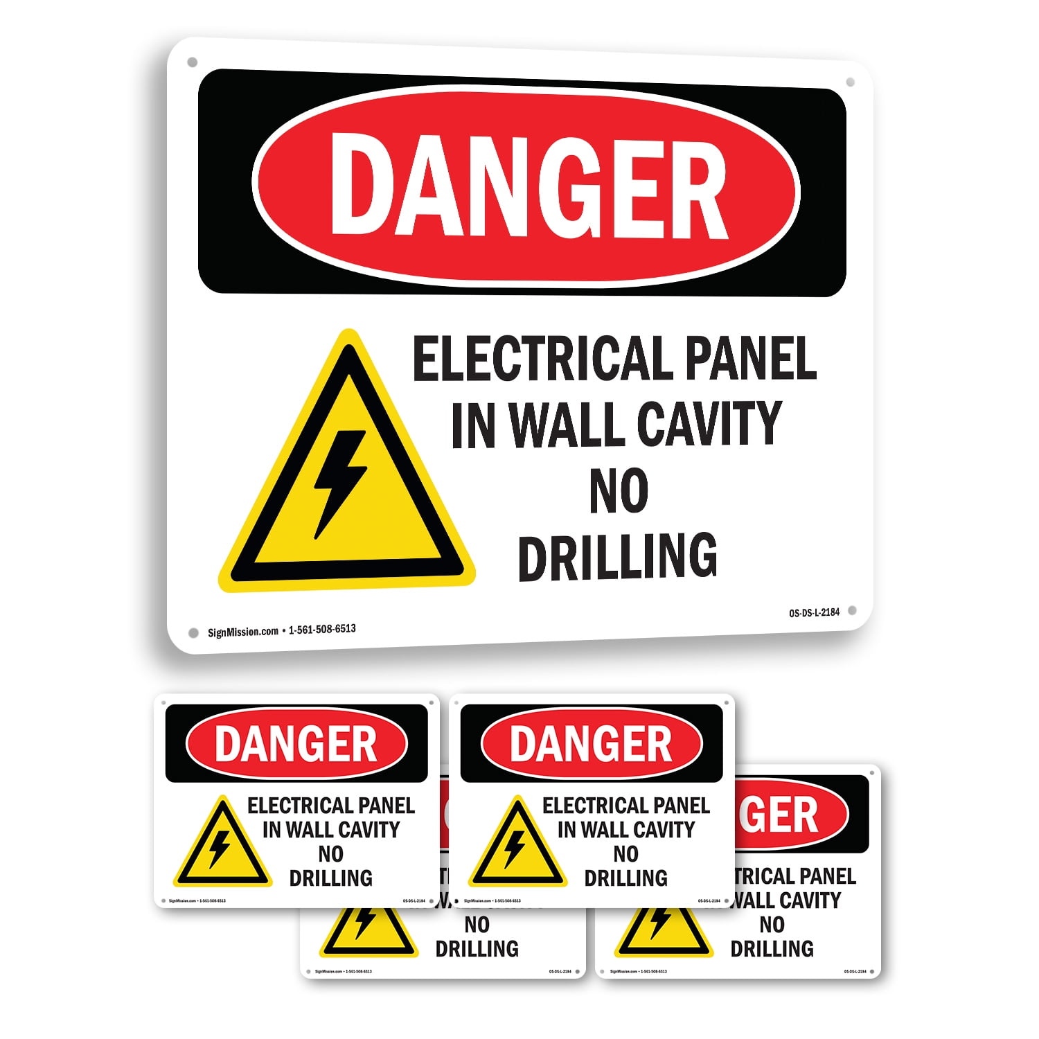 Electrical Panel In Wall Cavity OSHA Danger Rigid Plastic Sign 18 Inch ...