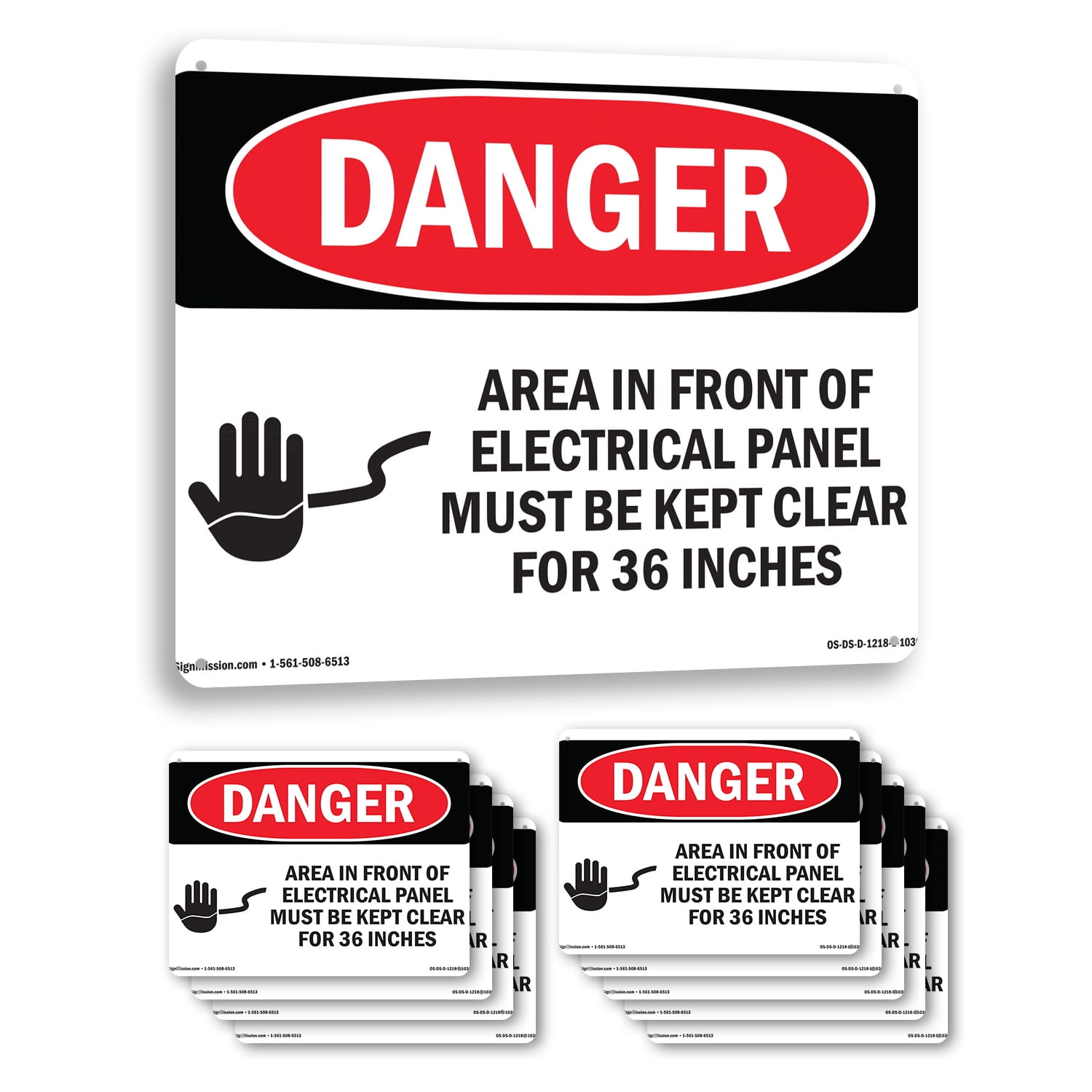Electrical Panel Keep Clear OSHA Danger Rigid Plastic Sign 24 Inch x 18 ...