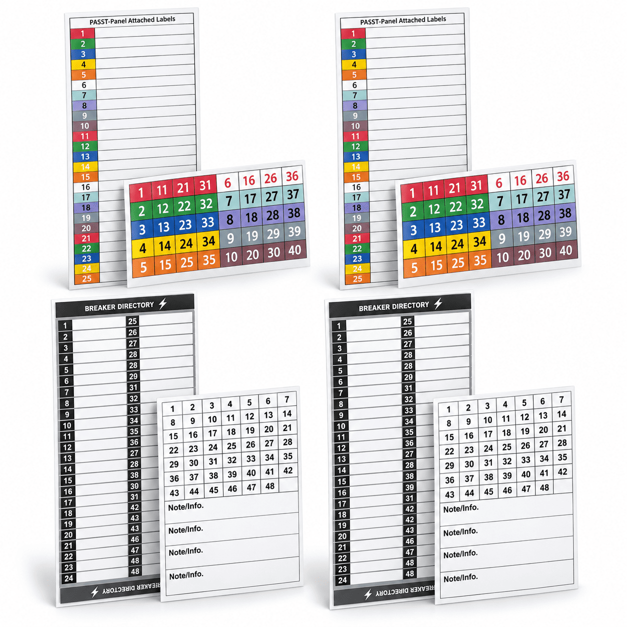 Electrical Panel Labels, 4 Complete Circuit Breaker Directory Sets with ...
