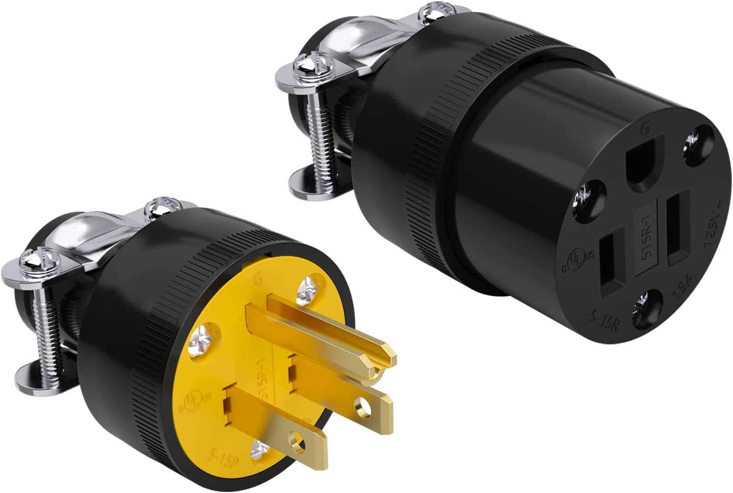 Electrical Replacement Plug & Connector Set Extension Cord Ends Black ...