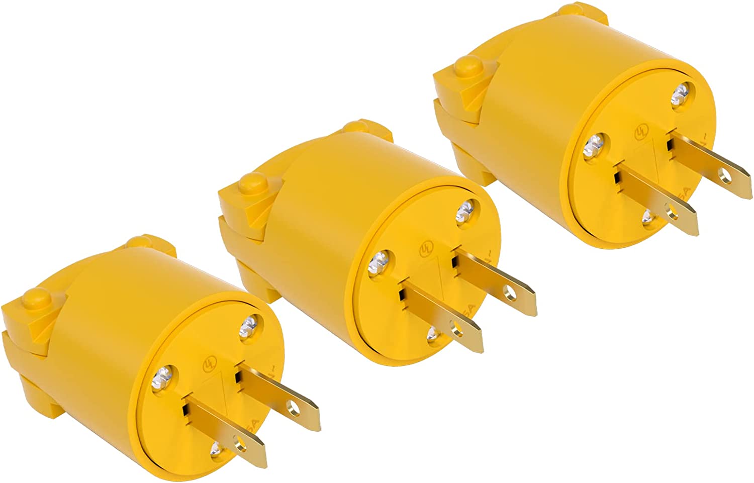 Electrical Replacement Plug Extension Cord End Yellow Shell 125V 15A ...
