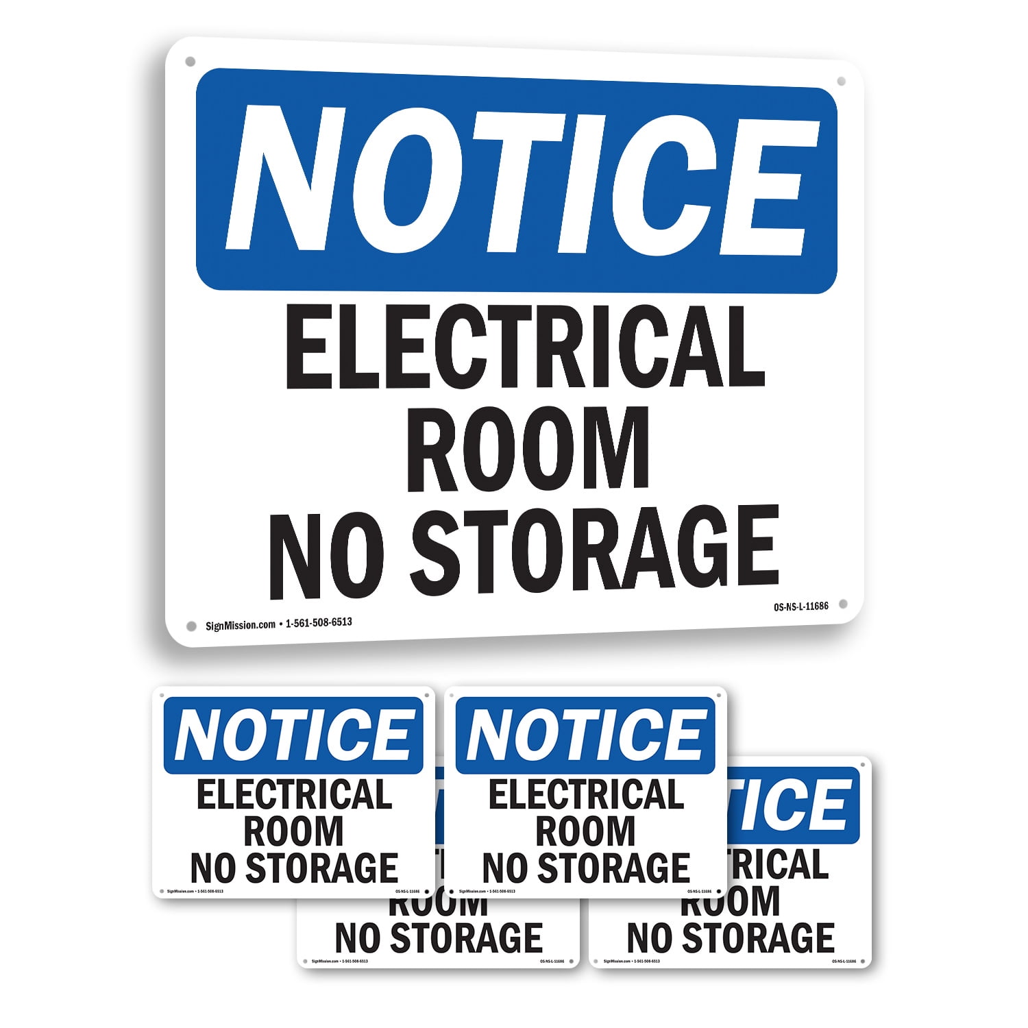 Electrical Room No Storage OSHA Notice Rigid Plastic Sign 18 Inch x 12 ...
