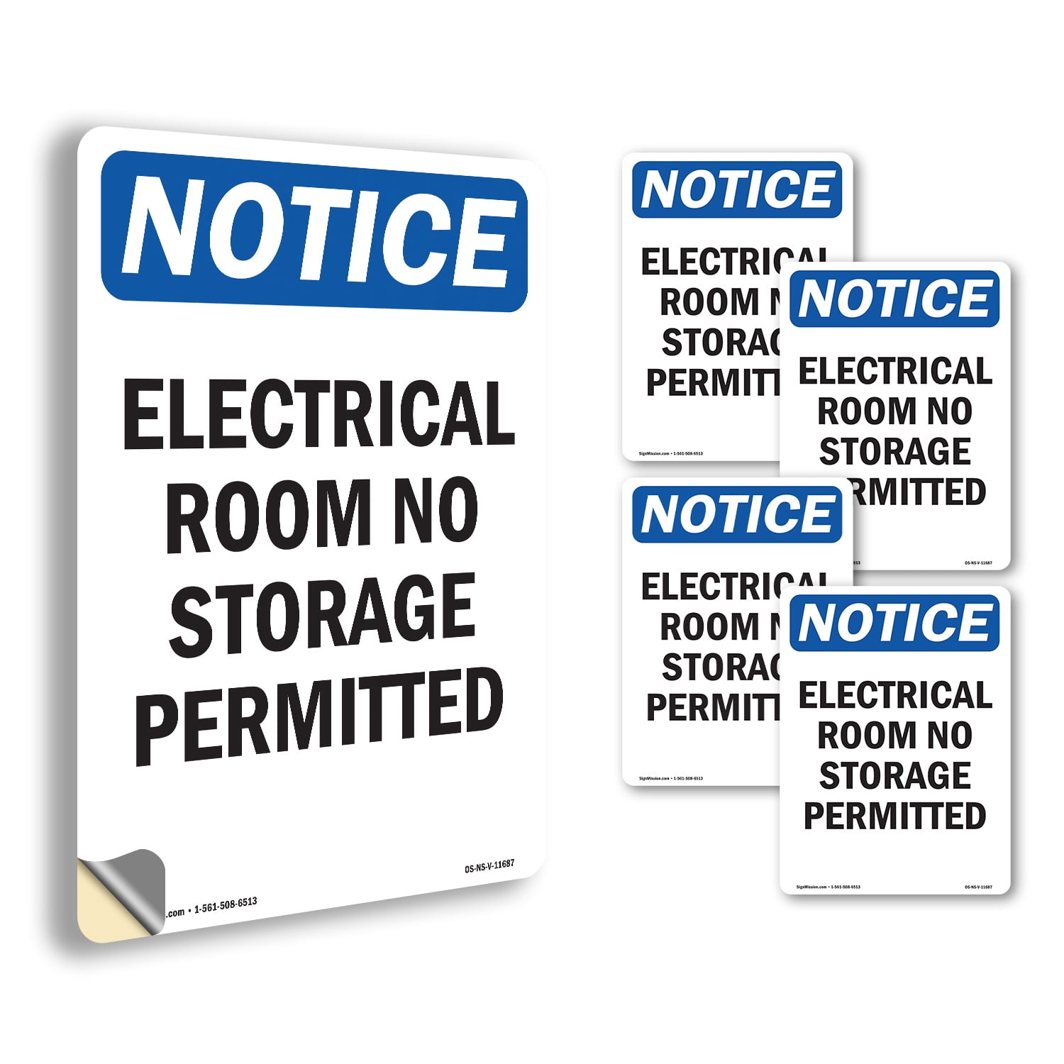 Electrical Room No Storage OSHA Notice Vinyl Decal Label 7 Inch x 5 ...