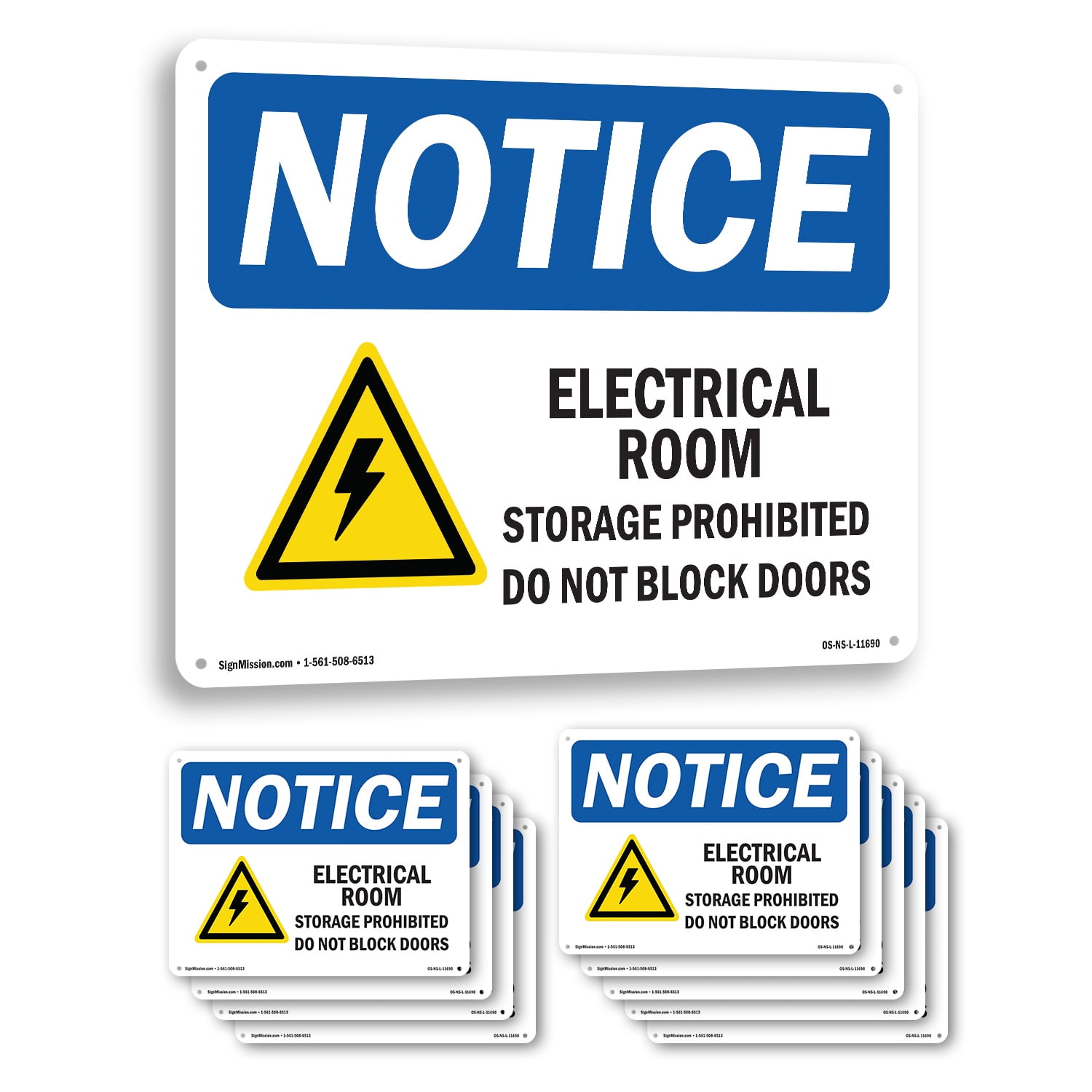 Electrical Room Storage Prohibited OSHA Notice Aluminum Sign 14 Inch x ...