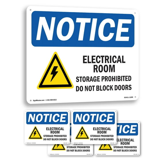Electrical Room Storage Prohibited OSHA Notice Aluminum Sign 14 Inch x ...