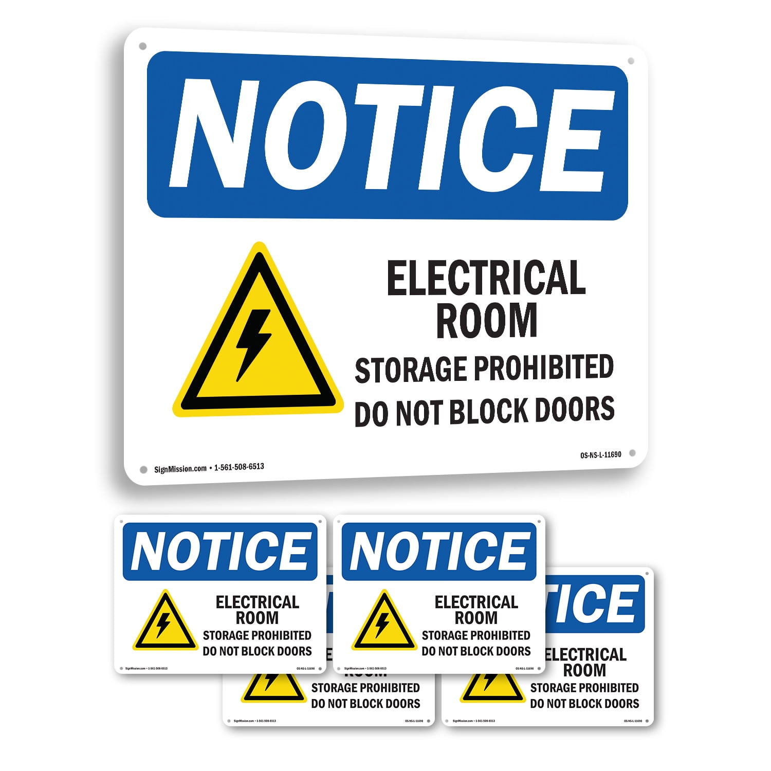 Electrical Room Storage Prohibited OSHA Notice Aluminum Sign 18 Inch x ...