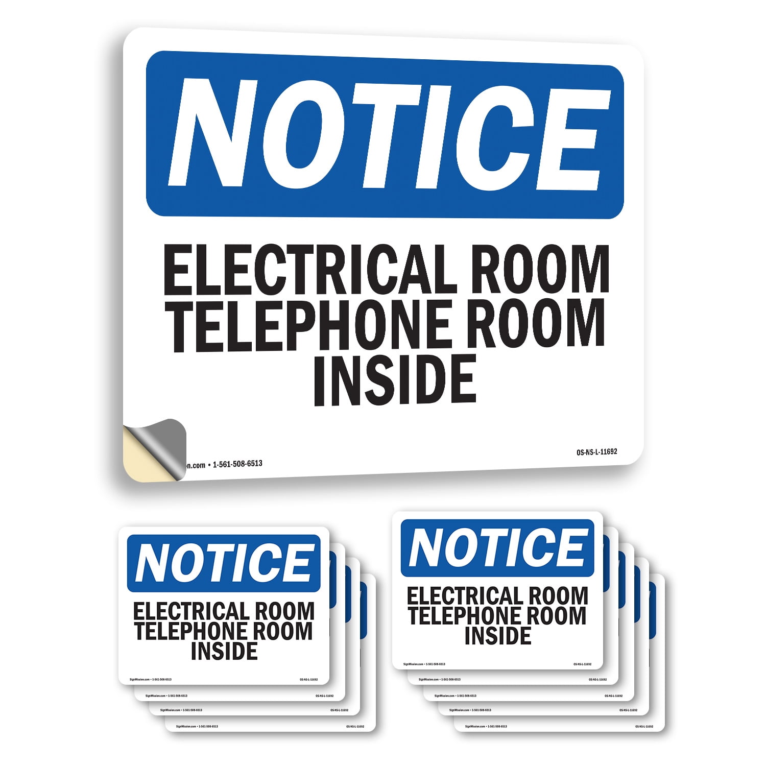 Electrical Room Telephone Room Inside OSHA Notice Vinyl Decal Label 24 ...