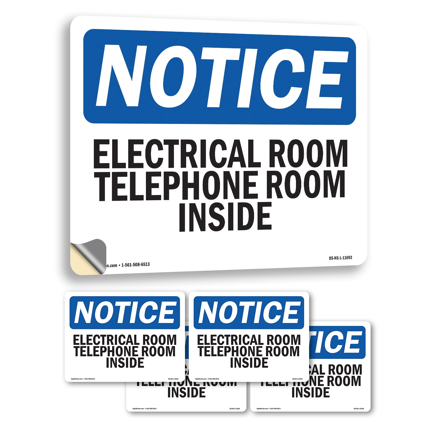 Electrical Room Telephone Room Inside OSHA Notice Vinyl Decal Label 5 ...