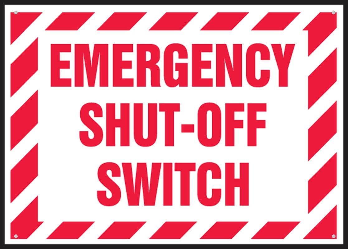 Electrical Safety Label Emergency Shut Off Switch Metal 12X8 Inch Rust ...