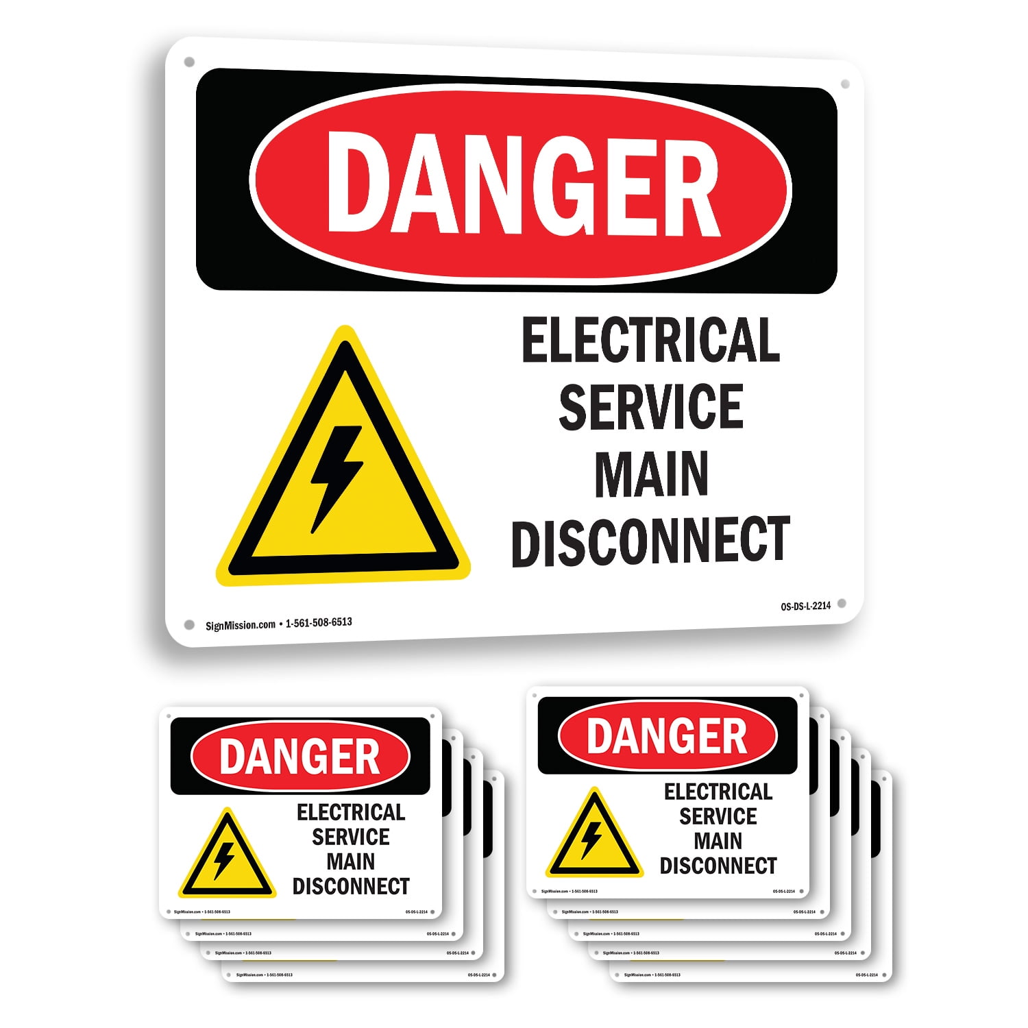 Electrical Service Main Disconnect OSHA Danger Rigid Plastic Sign 24 ...