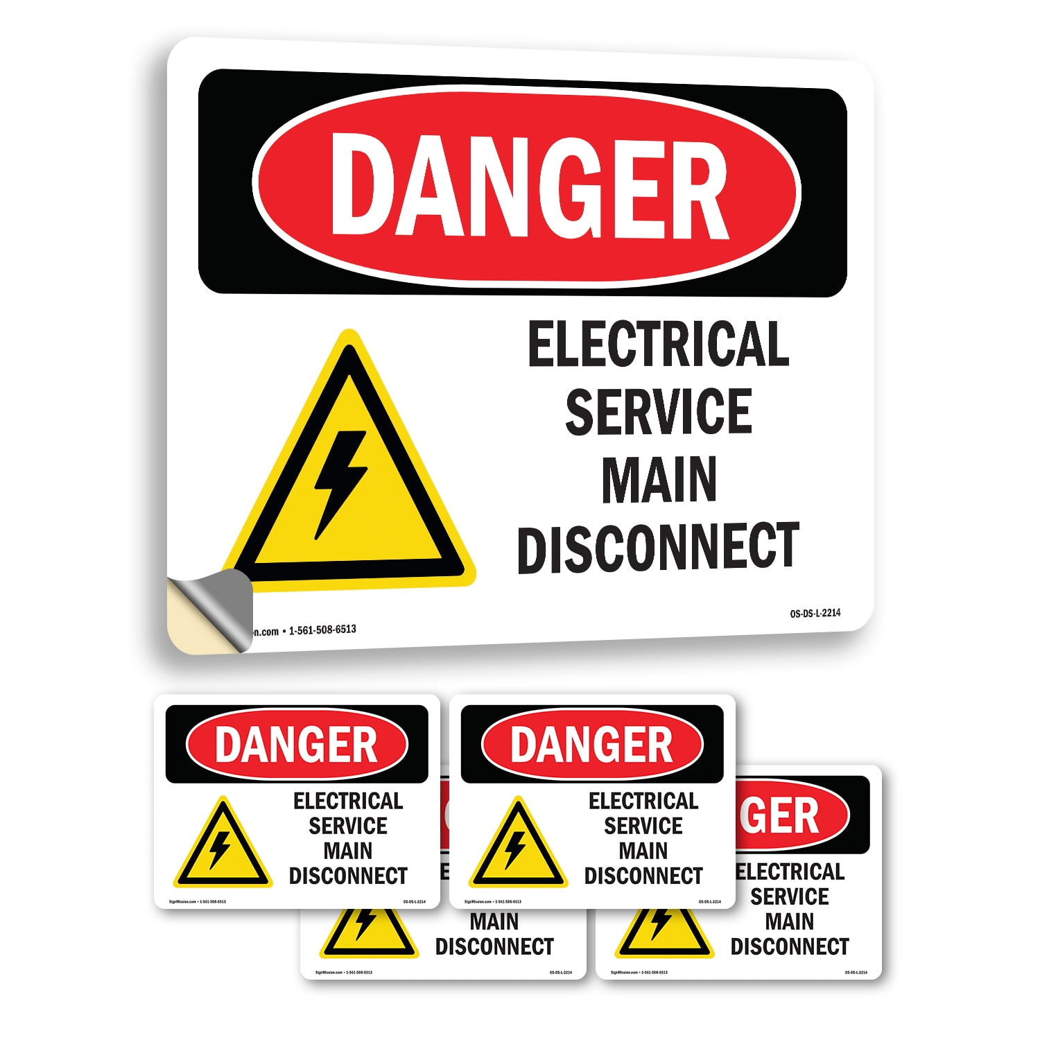 Electrical Service Main Disconnect OSHA Danger Vinyl Decal Label 10 ...