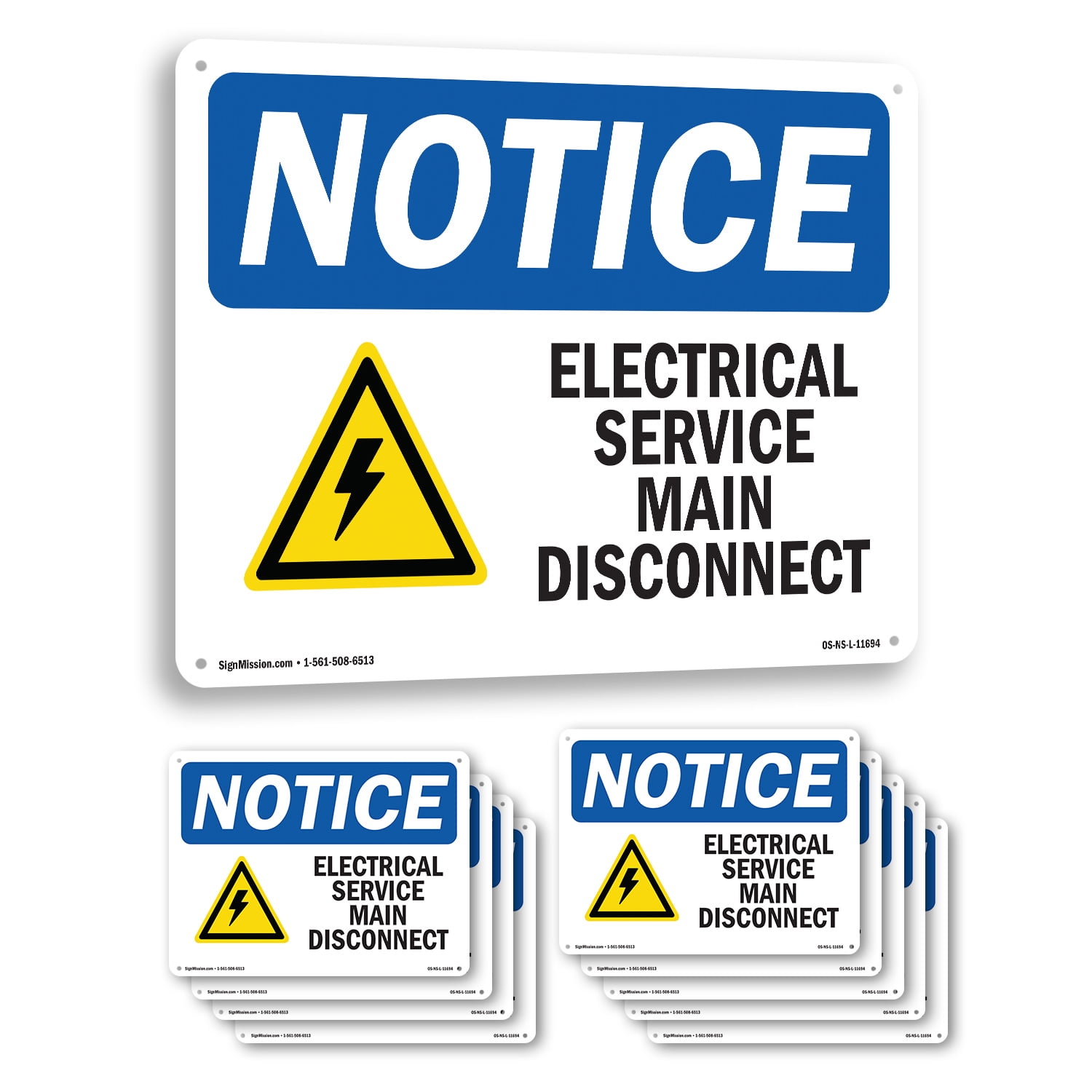 Electrical Service Main Disconnect OSHA Notice Aluminum Sign 24 Inch x ...