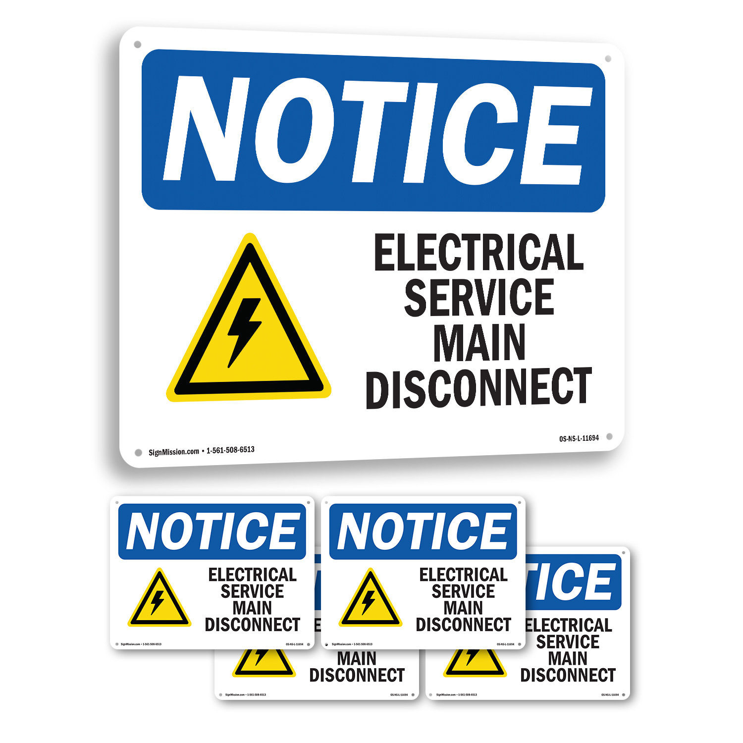 Electrical Service Main Disconnect OSHA Notice Rigid Plastic Sign 18 ...