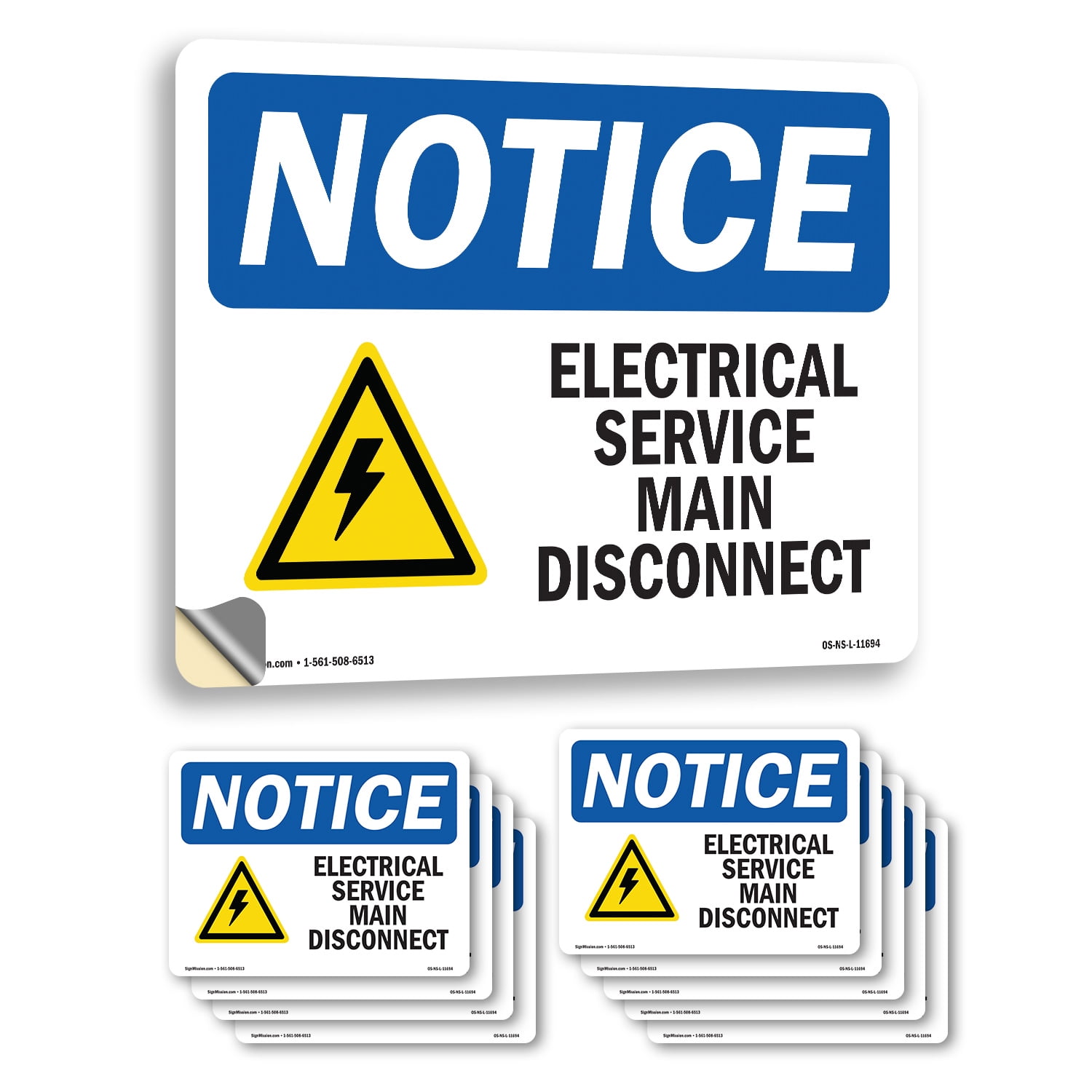 Electrical Service Main Disconnect With Symbol OSHA Notice Vinyl Decal ...