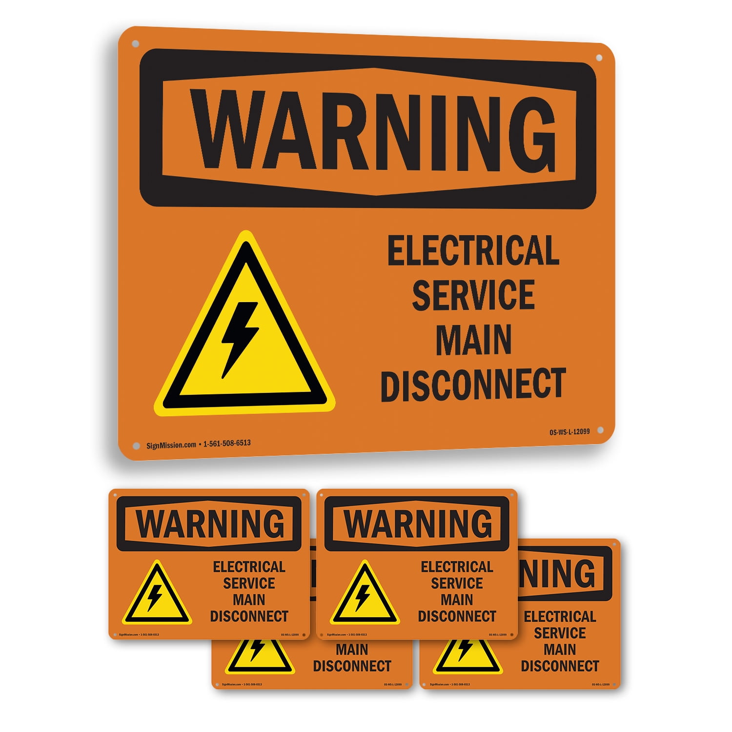 Electrical Service Main Disconnect With Symbol OSHA WARNING Aluminum ...