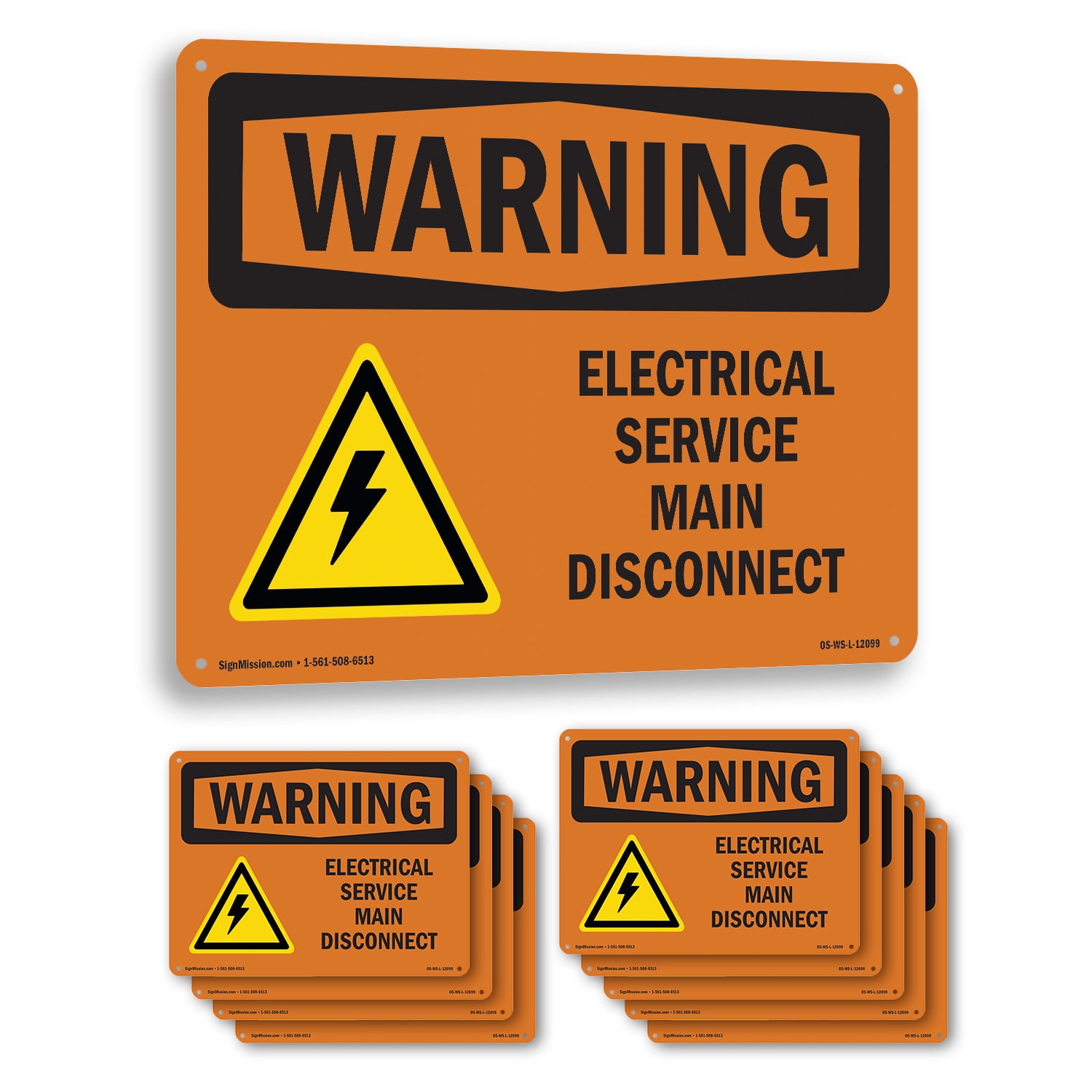 Electrical Service Main Disconnect With Symbol OSHA WARNING Aluminum ...