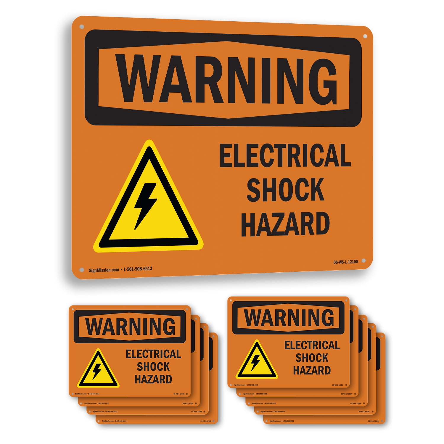Electrical Shock Hazard With Symbol OSHA WARNING Aluminum Sign 10 Inch ...