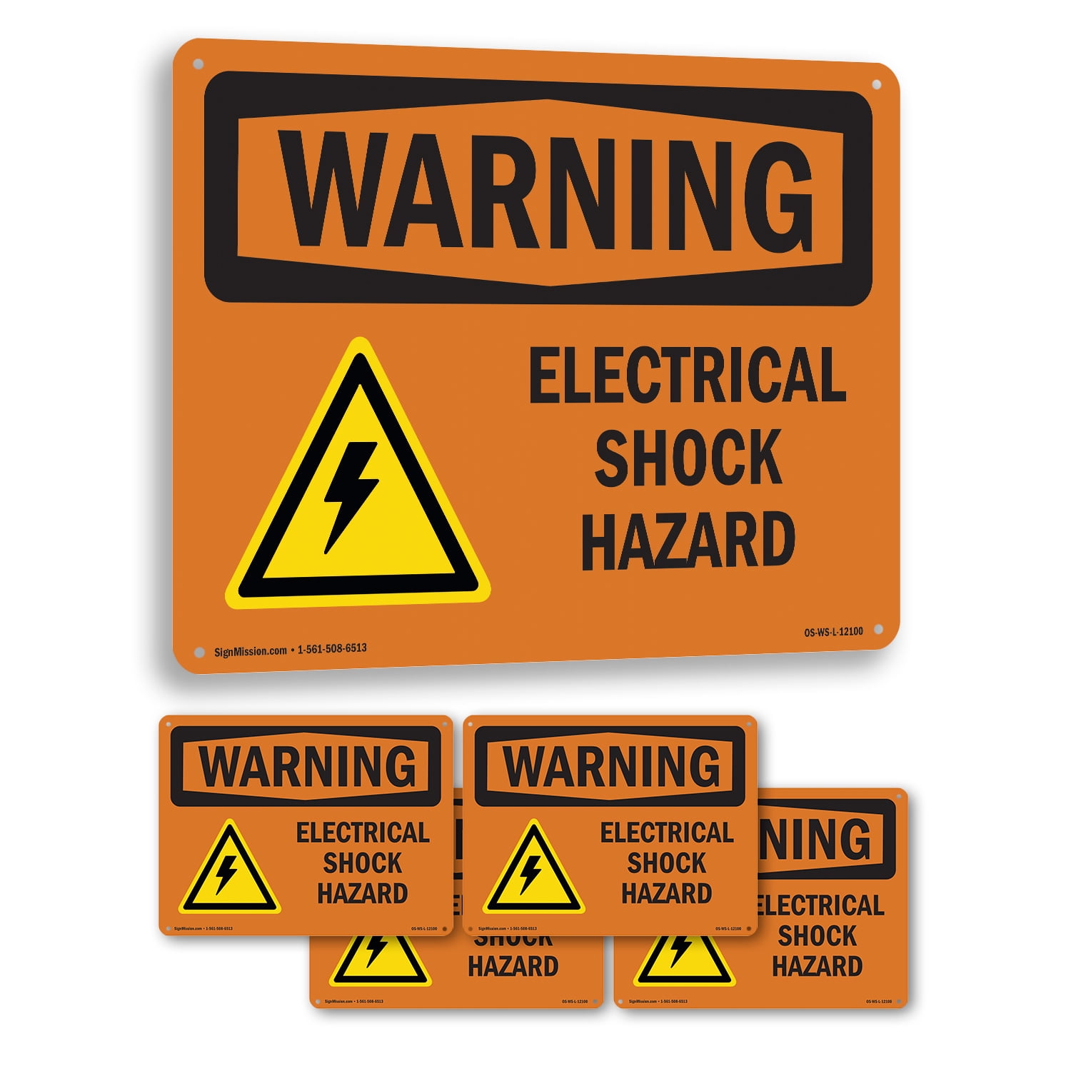 Electrical Shock Hazard With Symbol OSHA WARNING Aluminum Sign 24 Inch ...
