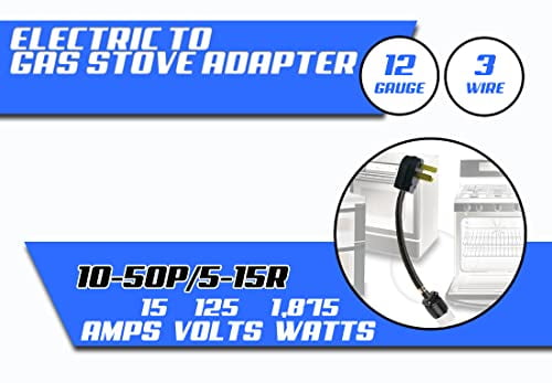 Electrical Stove 10-50P 3-Pin Male 220/250V Plug To Gas Range 5-15R 110 ...