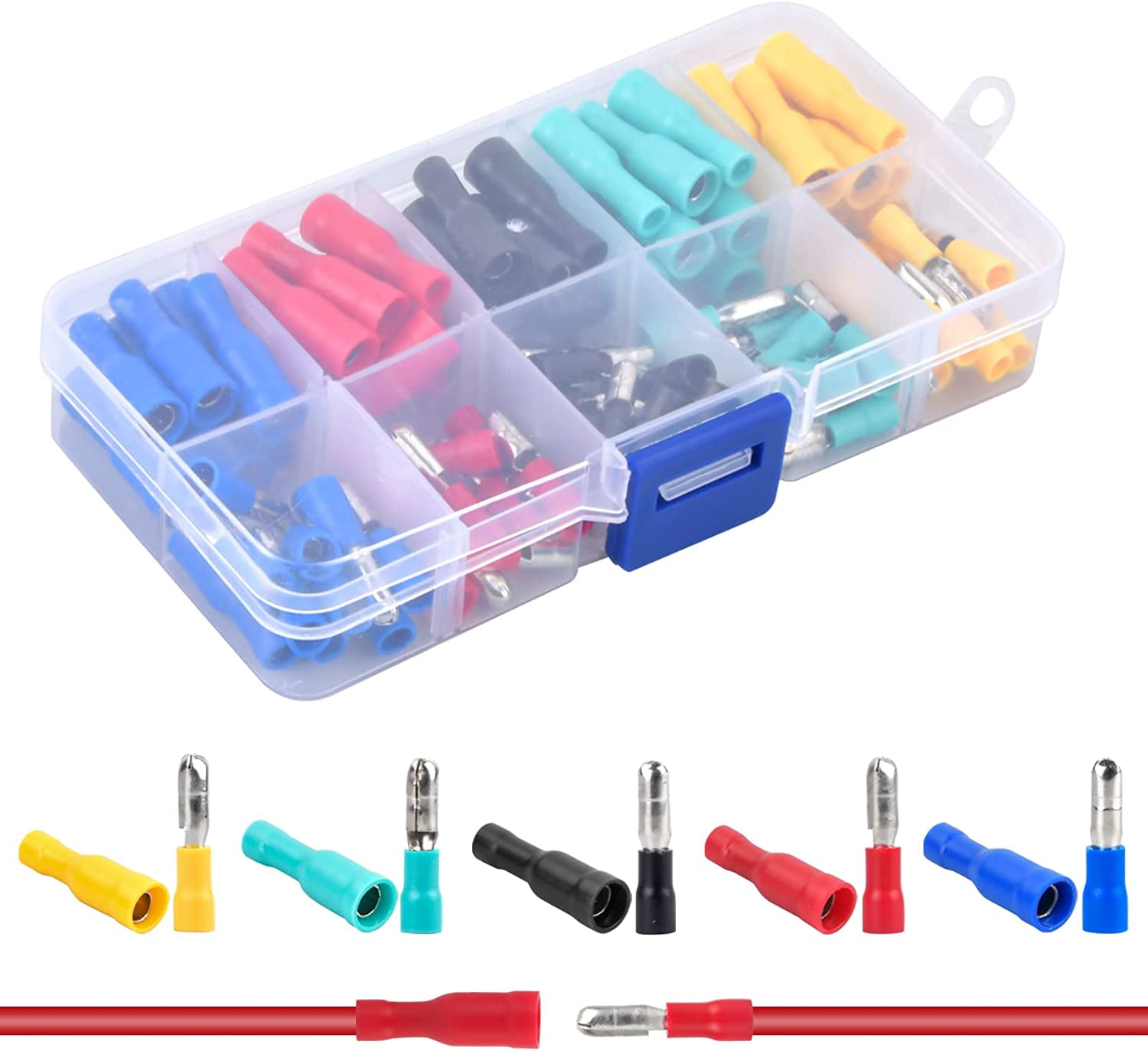 Electrical Terminals, SL.GT 100Pcs Round Electrical Terminals ...