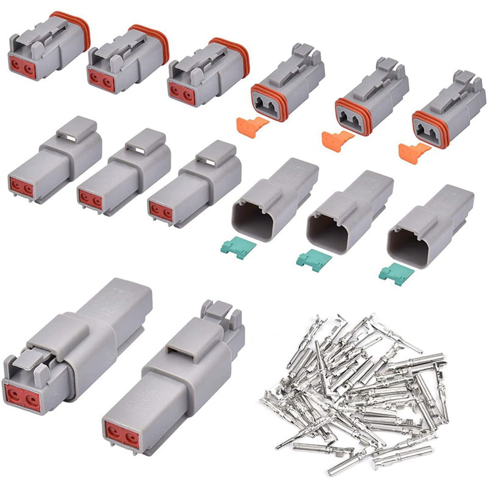 Electrical Wire Connector Plug 8 Sets 2 Pin 16-20AWG Waterproof Sealed Auto Gray Male and Female ...