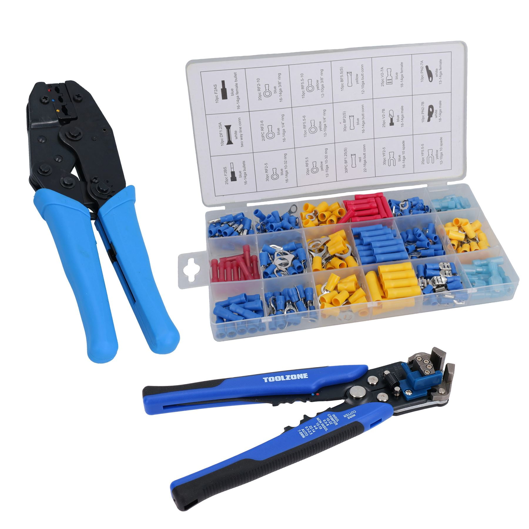 Electrical Wire Crimpers Strippers Pliers And Assorted Terminals Spades ...