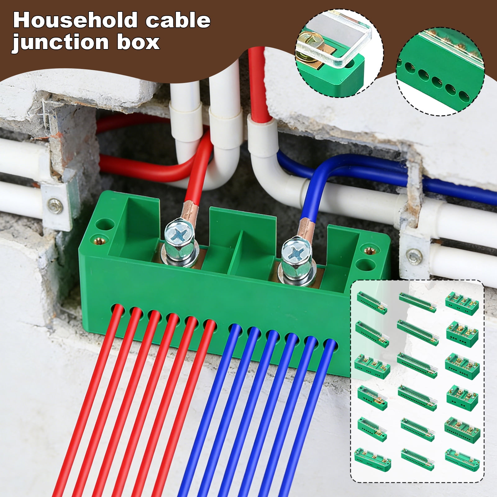 Electrical Wire Junction Box for Home Wiring, 2-in 8-out Cable Splitter ...