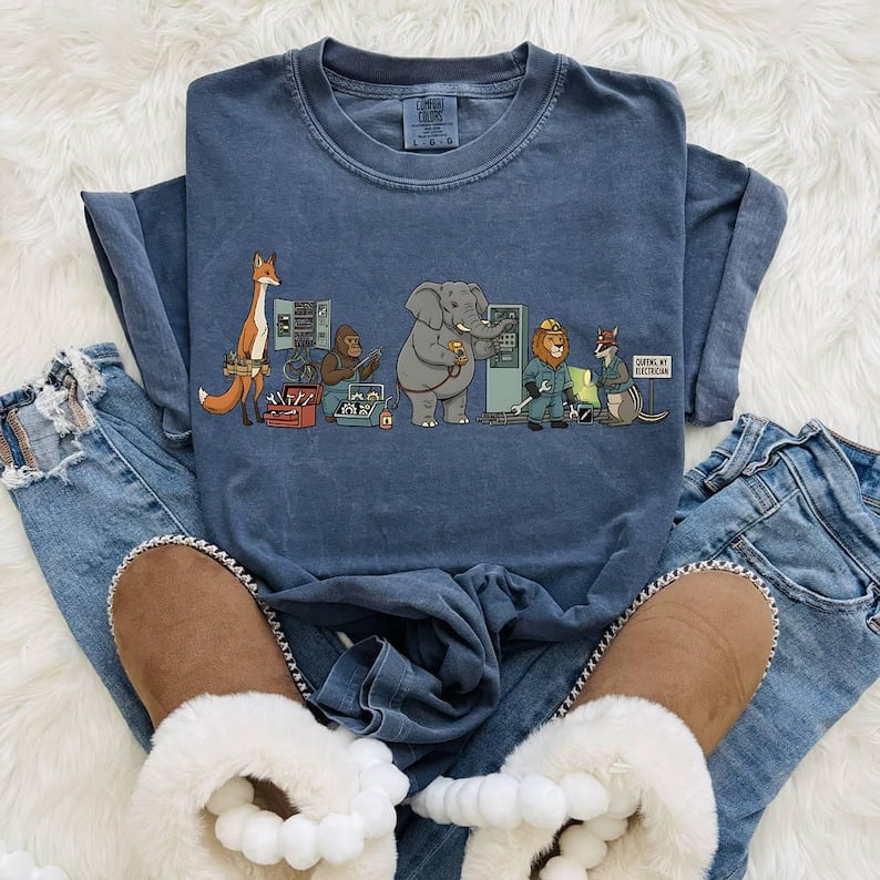 Electrician Character Graphic Shirt, Electrical Trade Illustration Tee ...