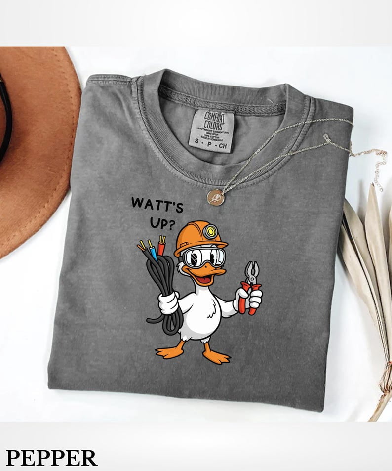 Electrician Character Graphic Shirt, Watt’s Up Electrical Illustration ...