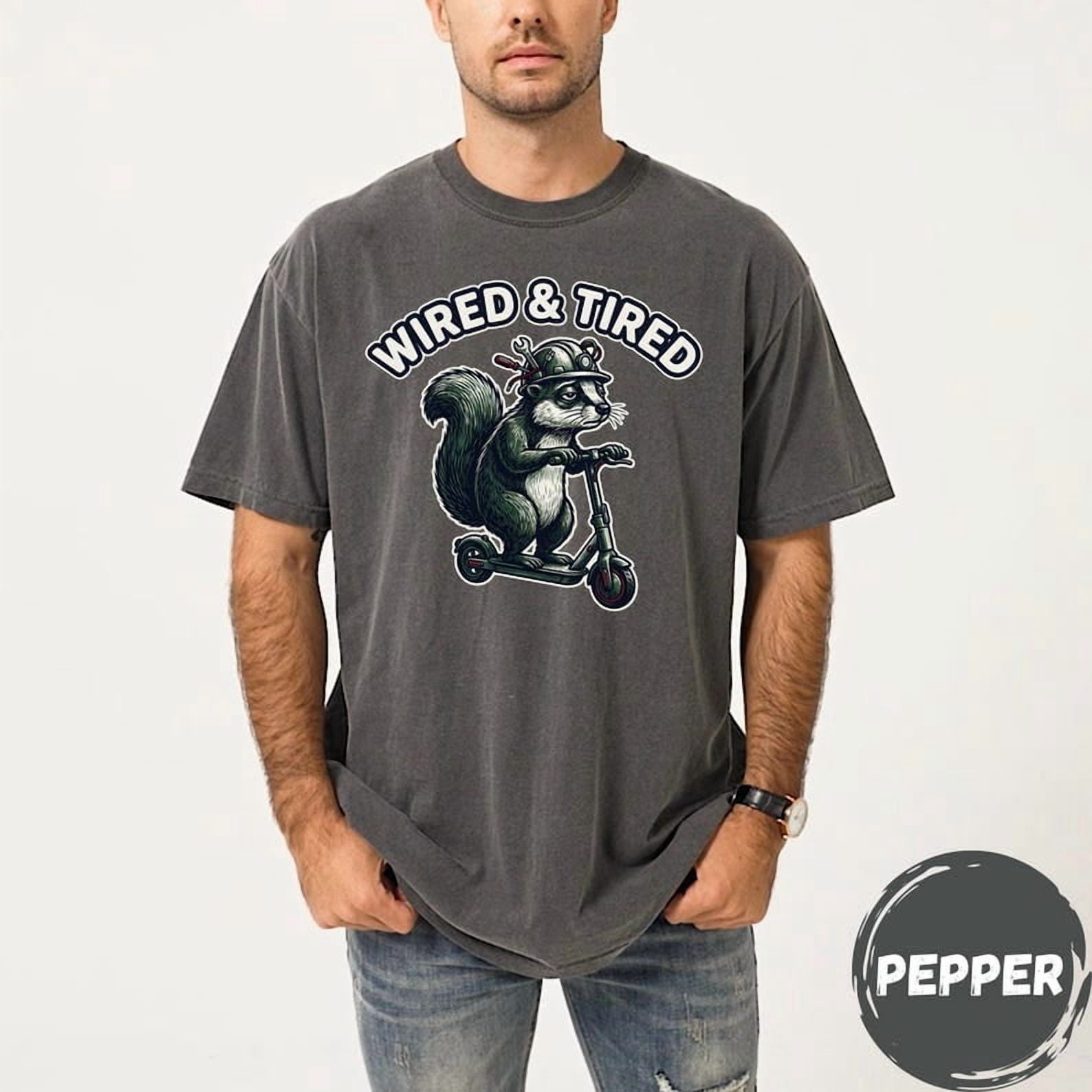 Electrician Character Graphic Shirt, Wired And Tired Work Statement Tee ...