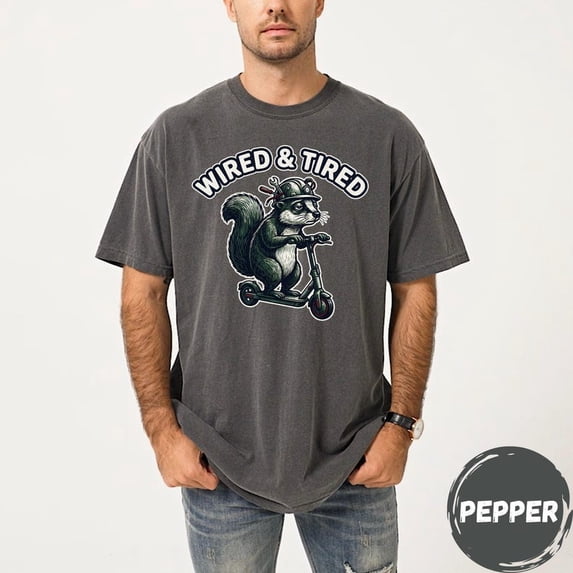 Electrician Character Graphic Shirt, Wired And Tired Work Statement Tee ...