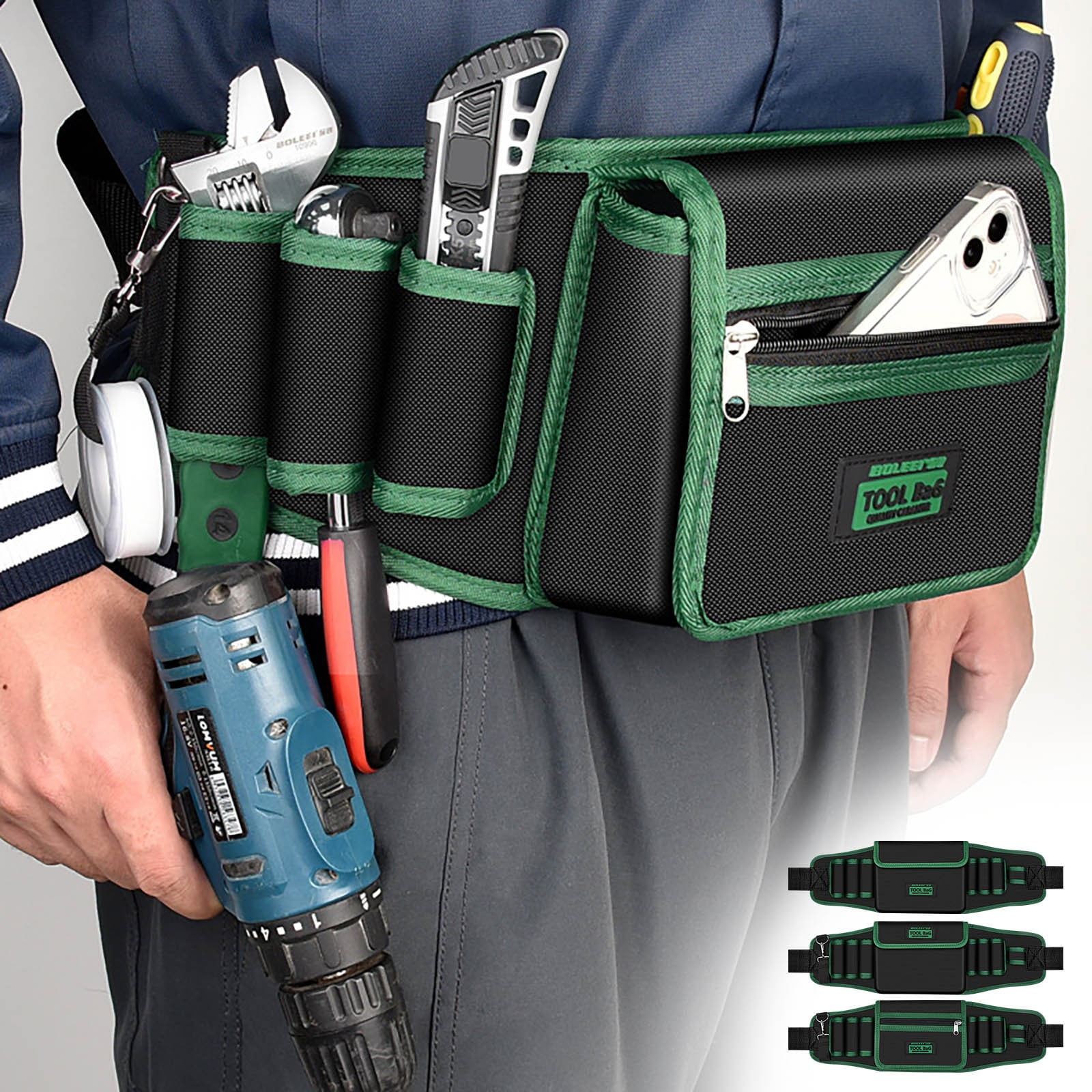 Electrician Heavy Duty Waist Bag, Durable Canvas Construction ...