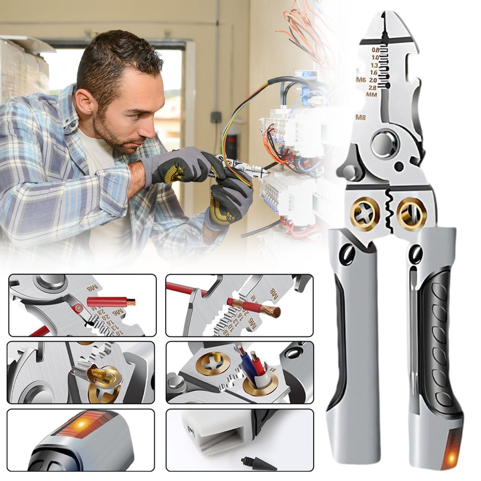 Electric Stripping Pliers, Multi-function Cable Pliers, Power Measurement Tools, Electrician ...
