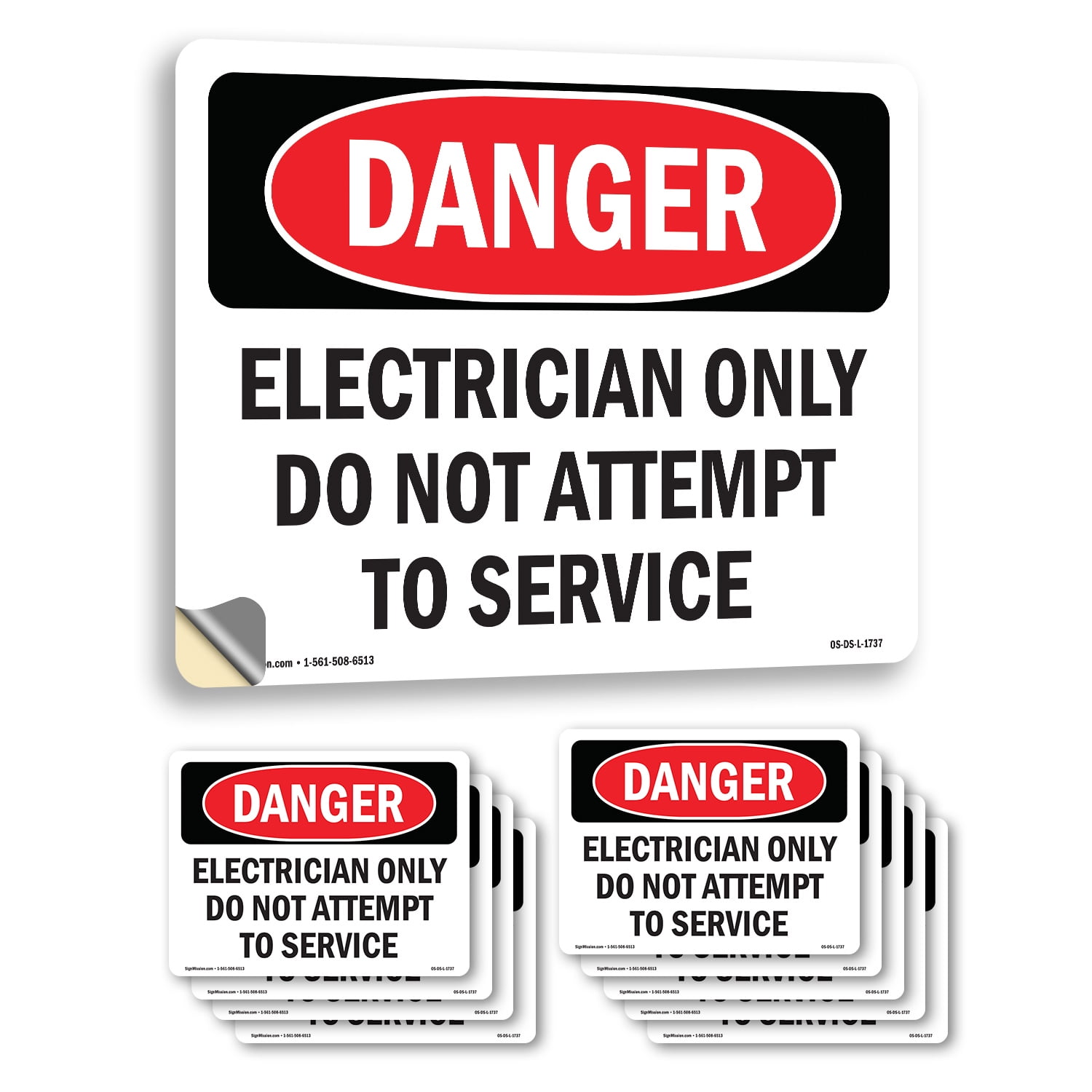 Electrician Only Do Not Attempt To Service OSHA Danger Vinyl Decal ...