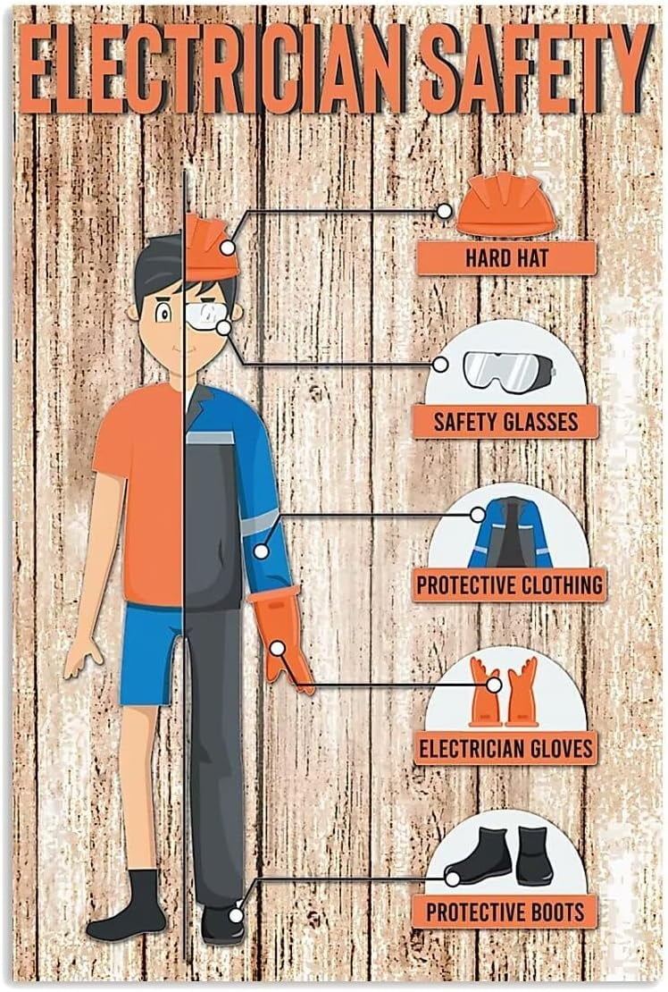 Electrician Safety Metal Sign Diagram Vintage Wall Art Decor For Home ...