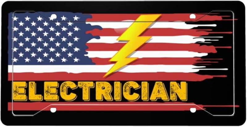 Electrician USA Flag Electrician American Flag Front License Plate and ...
