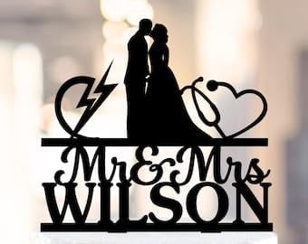 Electrician Wedding cake topper,Bride Nurse Cake Topper,Doctor and ...