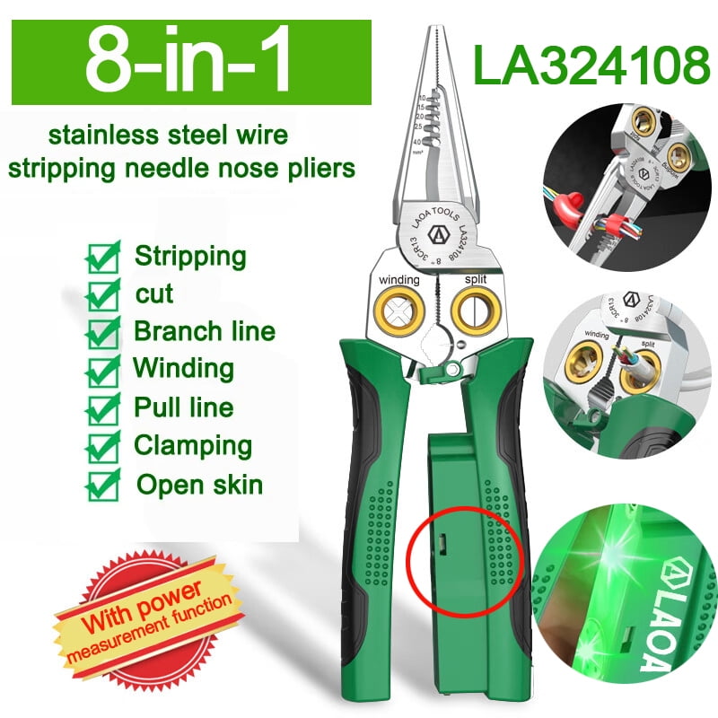 Electrician's pliers, multi-function wire stripper, 8-in-1 stainless ...