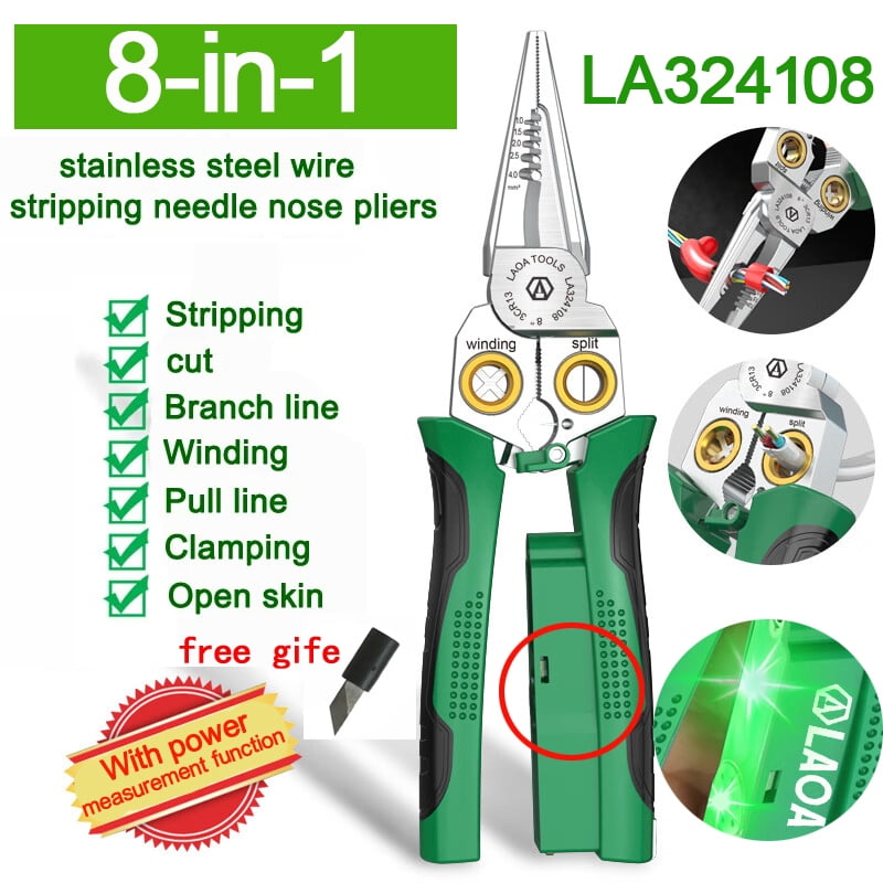 Electrician‘s pliers multi- wire stripper 8-in-1 stainless steel needle ...