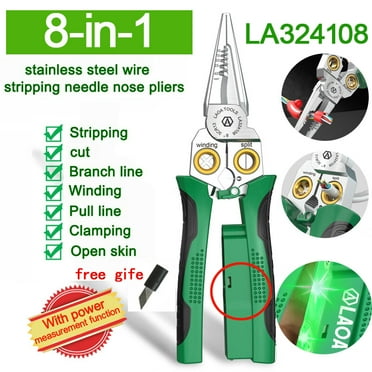 8 in 1 Stainless Steel Wire Stripping Needle Nose Pliers Non-slip Multi-function Wire Stripper ...