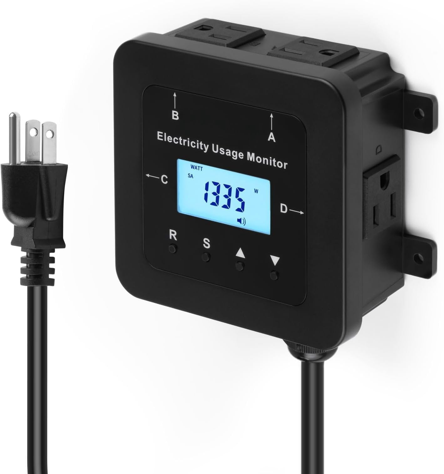 Electricity Usage , 4-Outlet Power Consumption Watt Amp Meter Tester ...